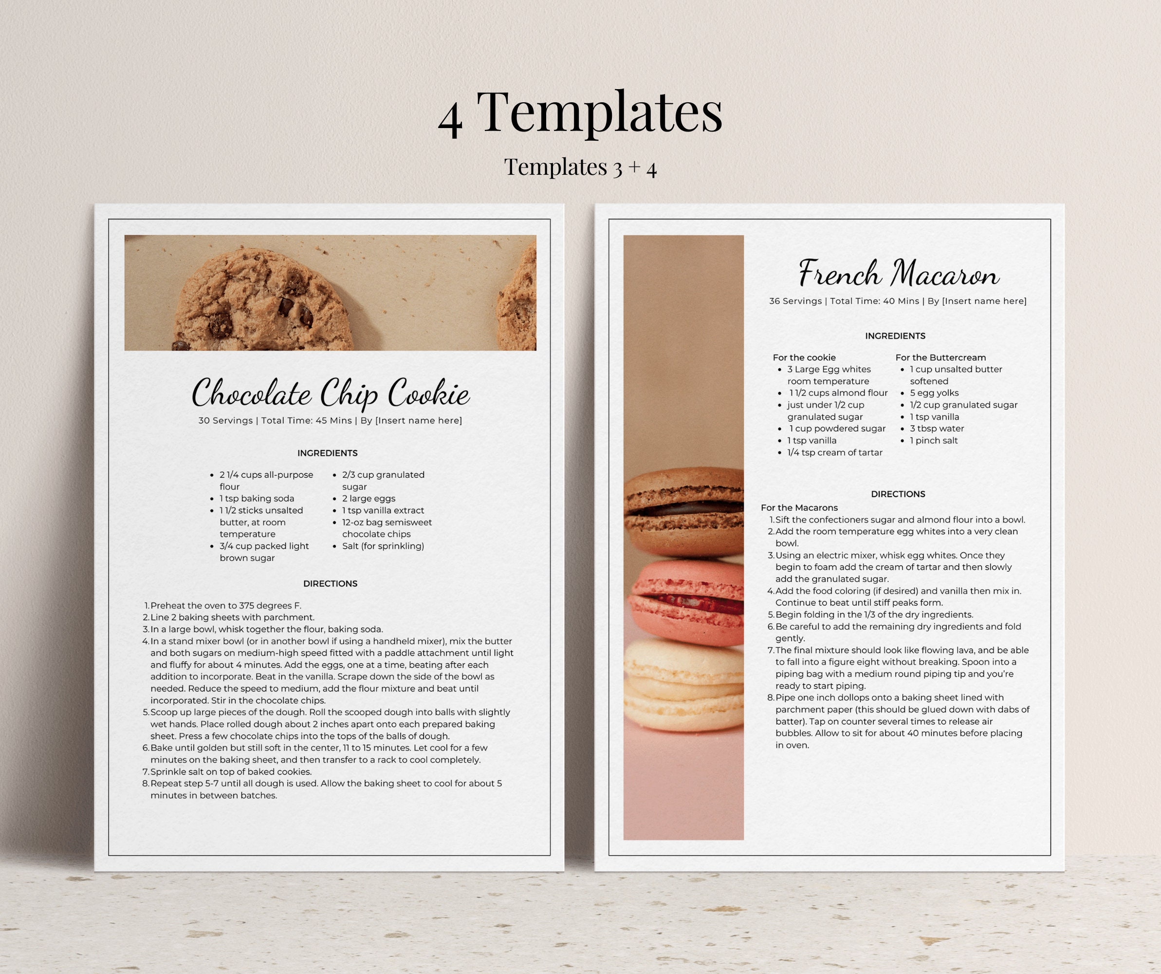 4 Editable Microsoft Word Recipe Template, Farmhouse Recipe Design ...