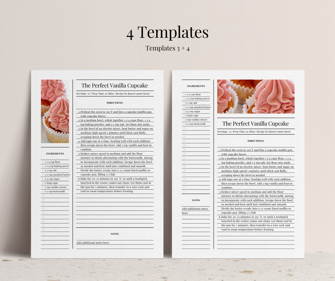 Microsoft Word Recipe Template, 4 Editable Recipe Binder Template ...