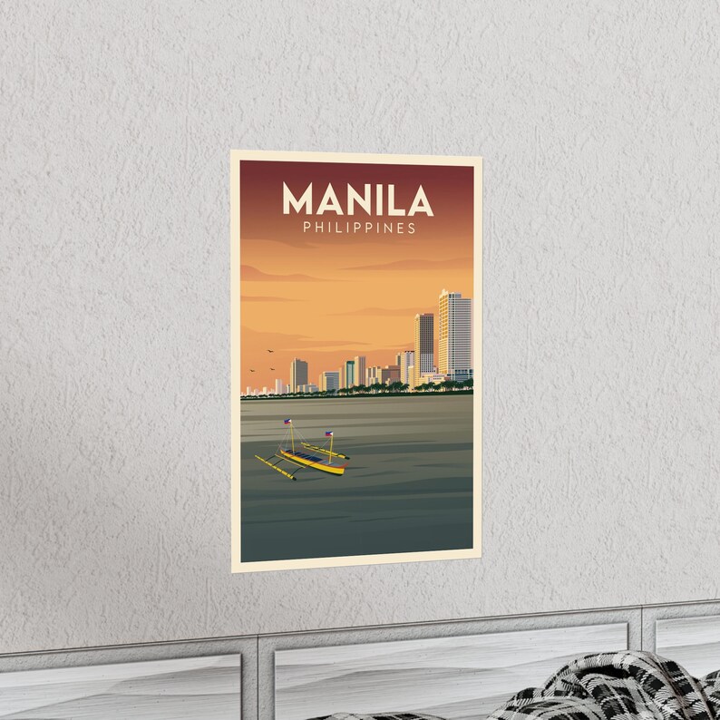 Manila Philippines Retro City Skyline Poster Wall Art - Etsy