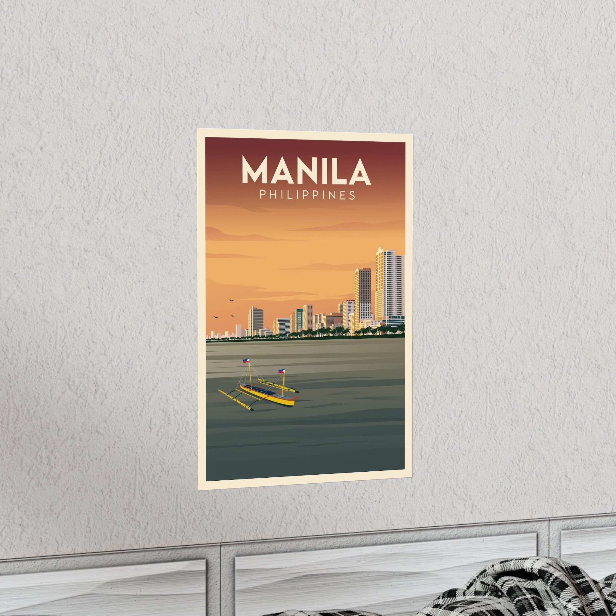 Manila Philippines Retro City Skyline Poster Wall Art - Etsy