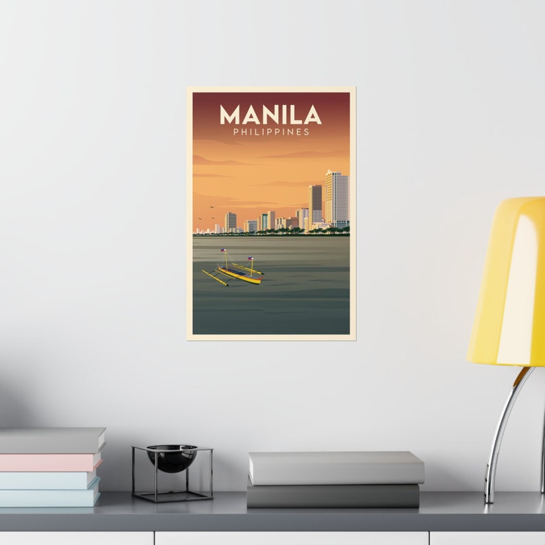 Manila Philippines Retro City Skyline Poster Wall Art - Etsy