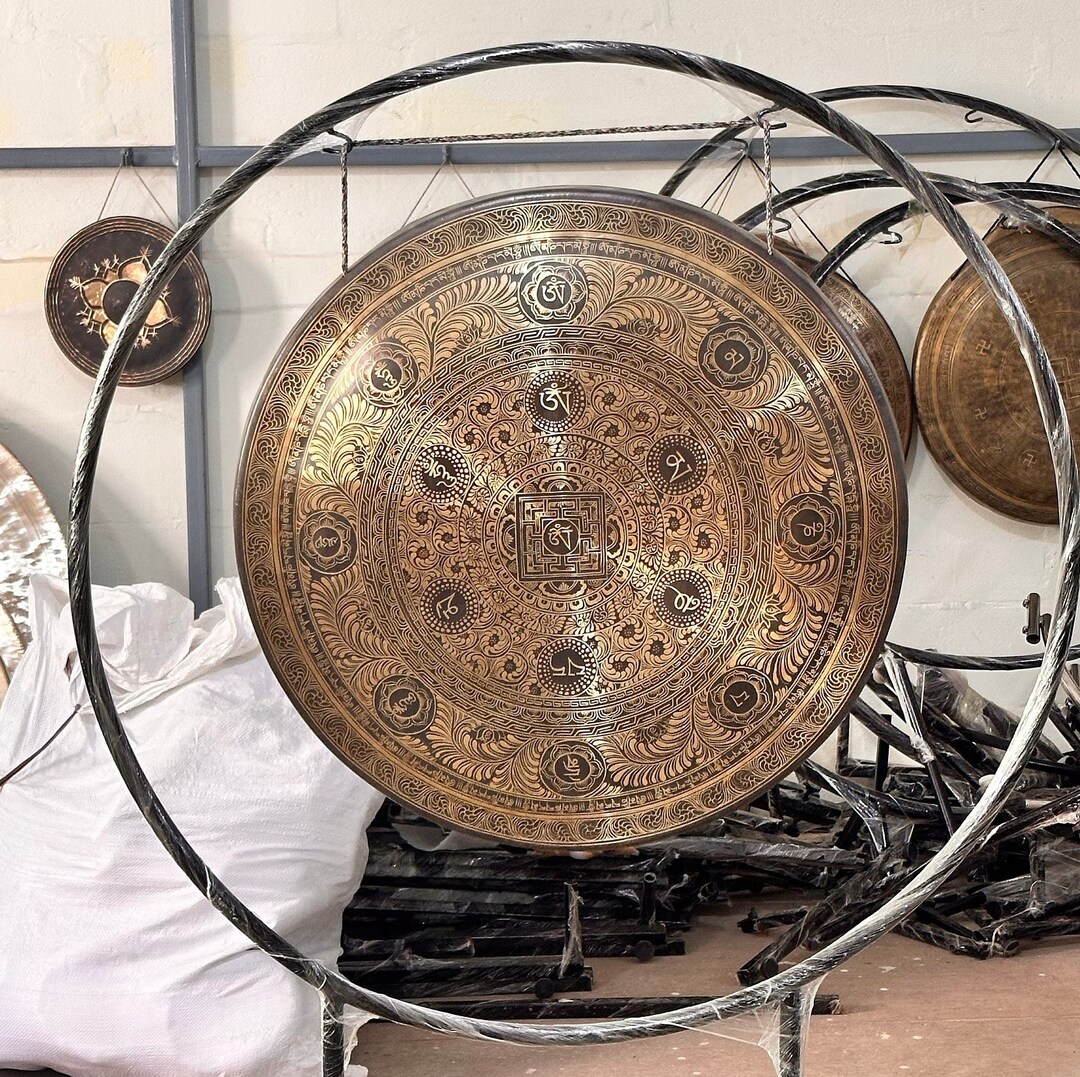 30% off Today!!! Tibetan GONG Om Mane Padme Hum Engraved Handmade Gong ...