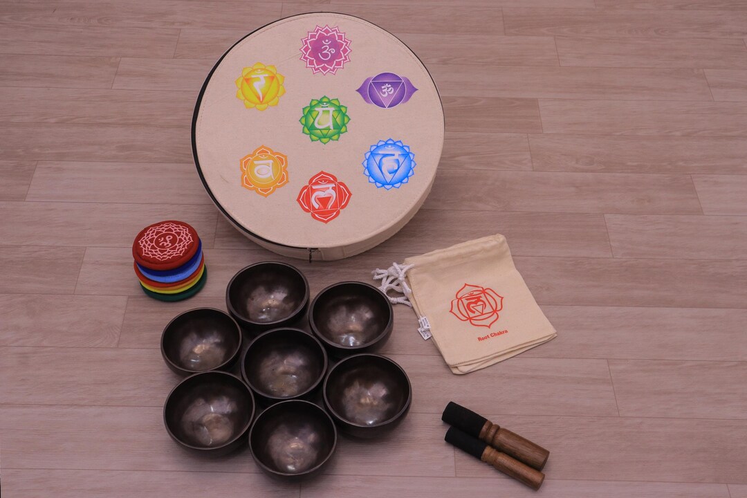 Seven Chakra Set • 10 CM Angel Chakra Healing Handmade Singing Bowl Set ...