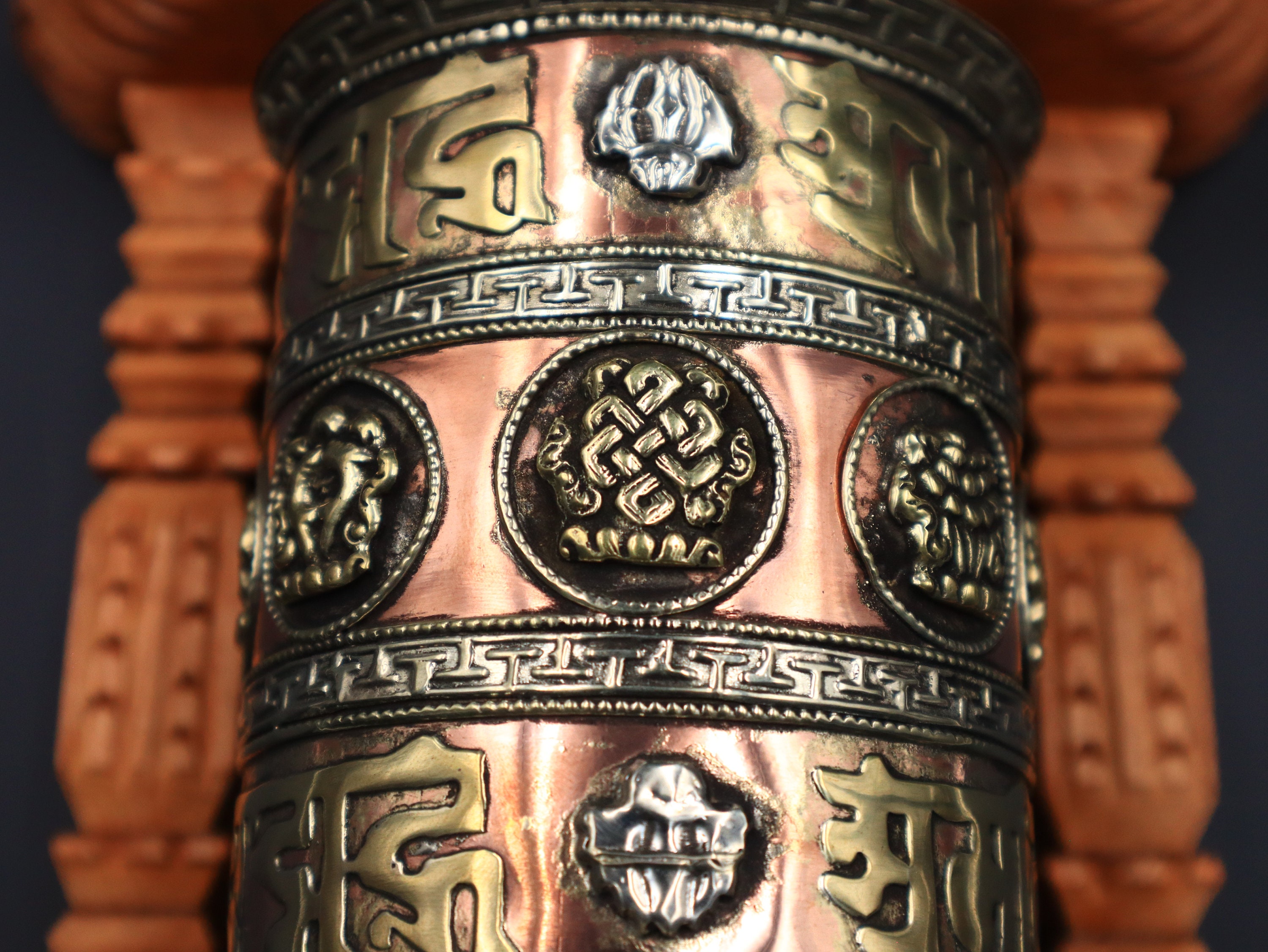 Tibetan Prayer Wheel Wall Mounted Buddhist Wooden Om Mani - Etsy