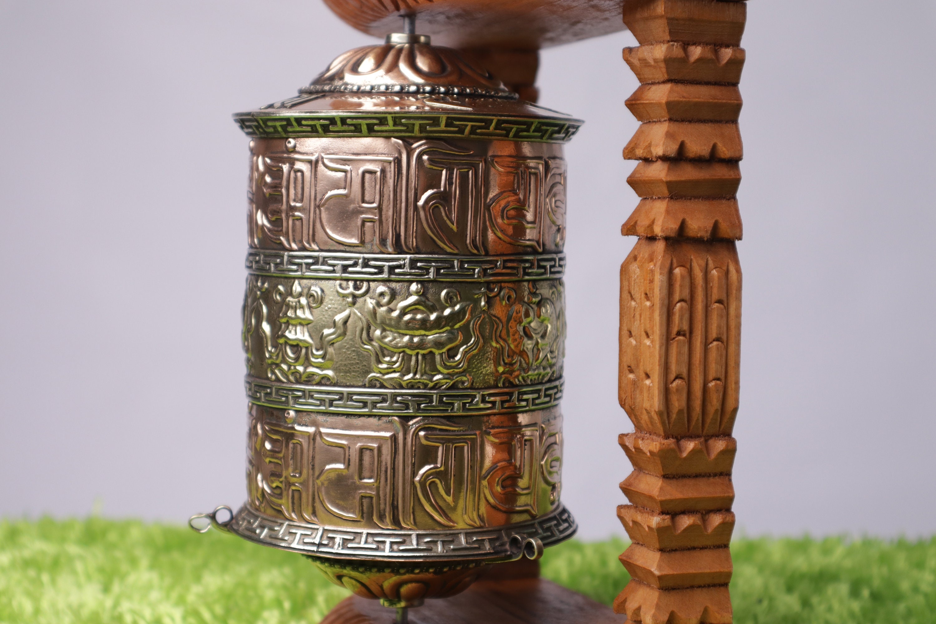 Tibetan Prayer Wheel Wall Mounted Buddhist Wooden Om Mani - Etsy