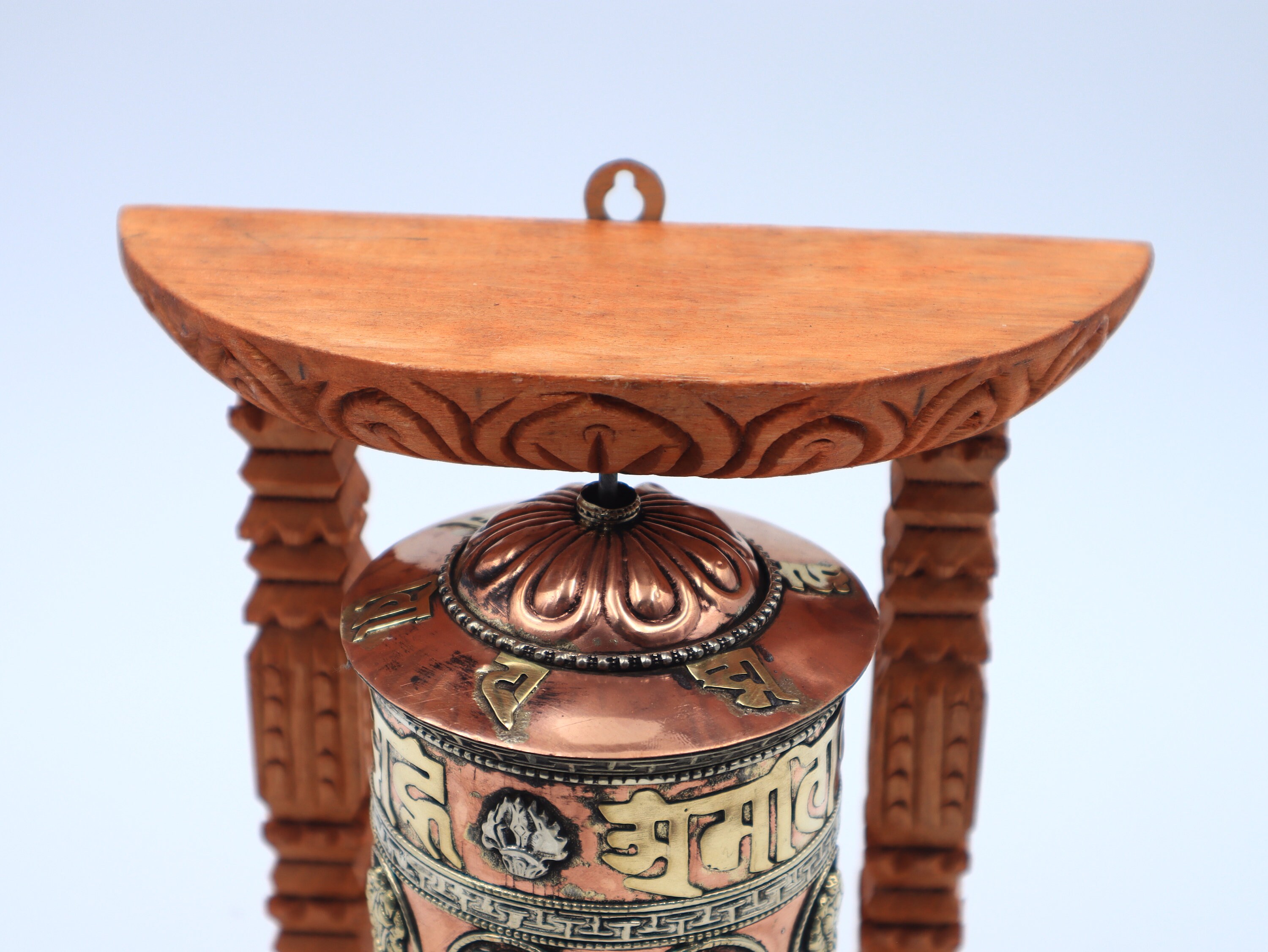 Tibetan Prayer Wheel • Wall Mounted Buddhist Wooden Om Mani Padme Hum ...