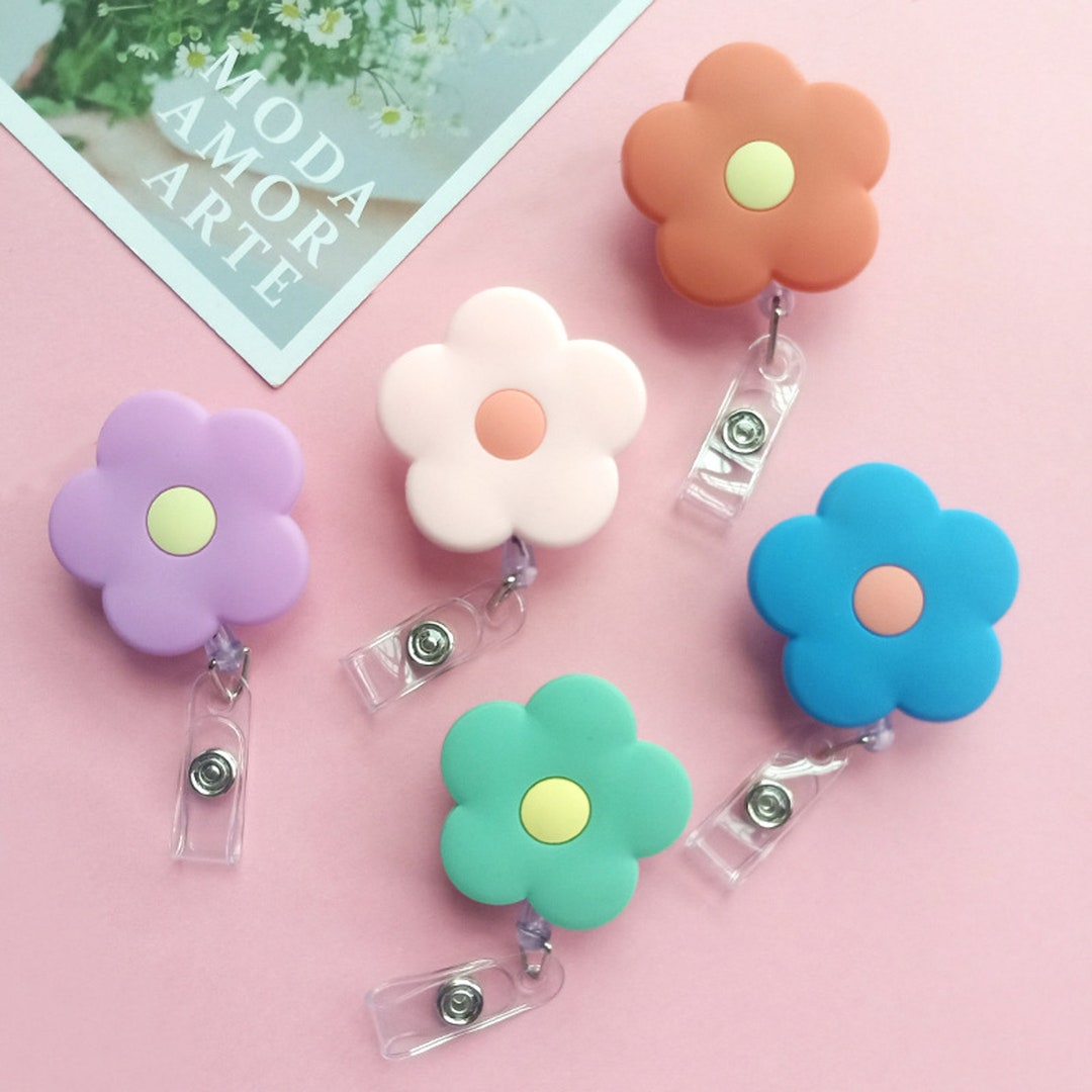 Flower Badge Holder Retractable Badge Reel Resin Badge Reel - Etsy ...