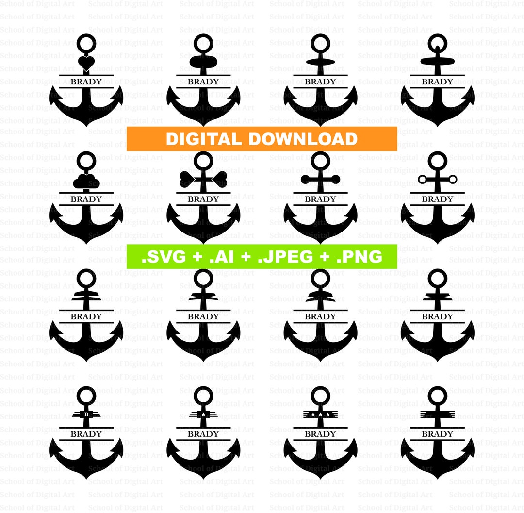 Anchor Split Monogram Svg Nautical Svg Split Anchor Svg Sea Svg Anchor ...