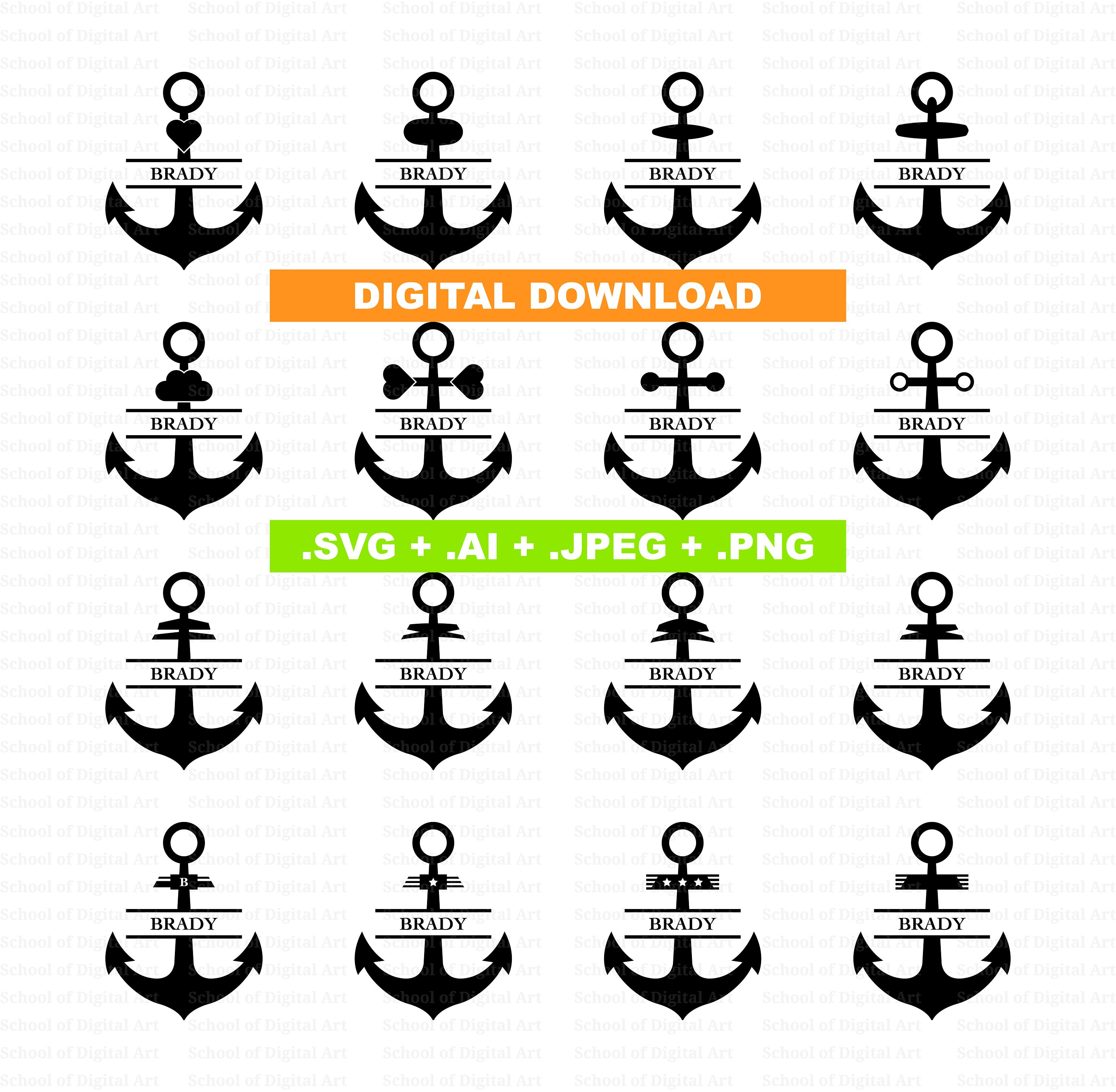 Anchor Split Monogram Svg Nautical Svg Split Anchor Svg Sea Svg Anchor Cut File Anchor Cricut ...