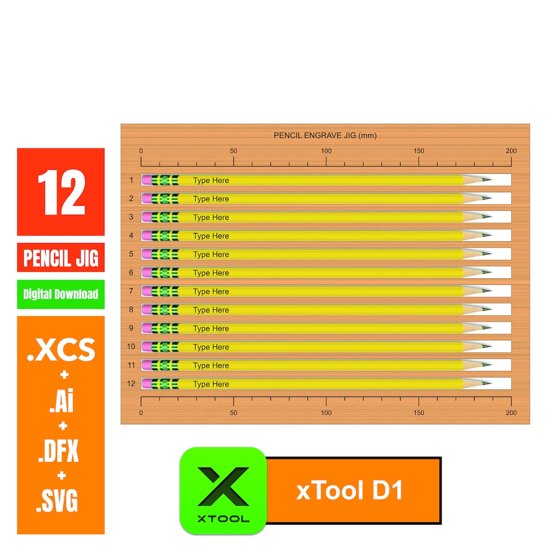 12, Pencil Jig SVG File, Digital Download, Easy to Use Glowforge Files ...