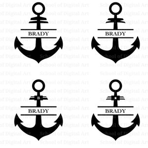 Anchor Split Monogram Svg Nautical Svg Split Anchor Svg Sea Svg Anchor ...