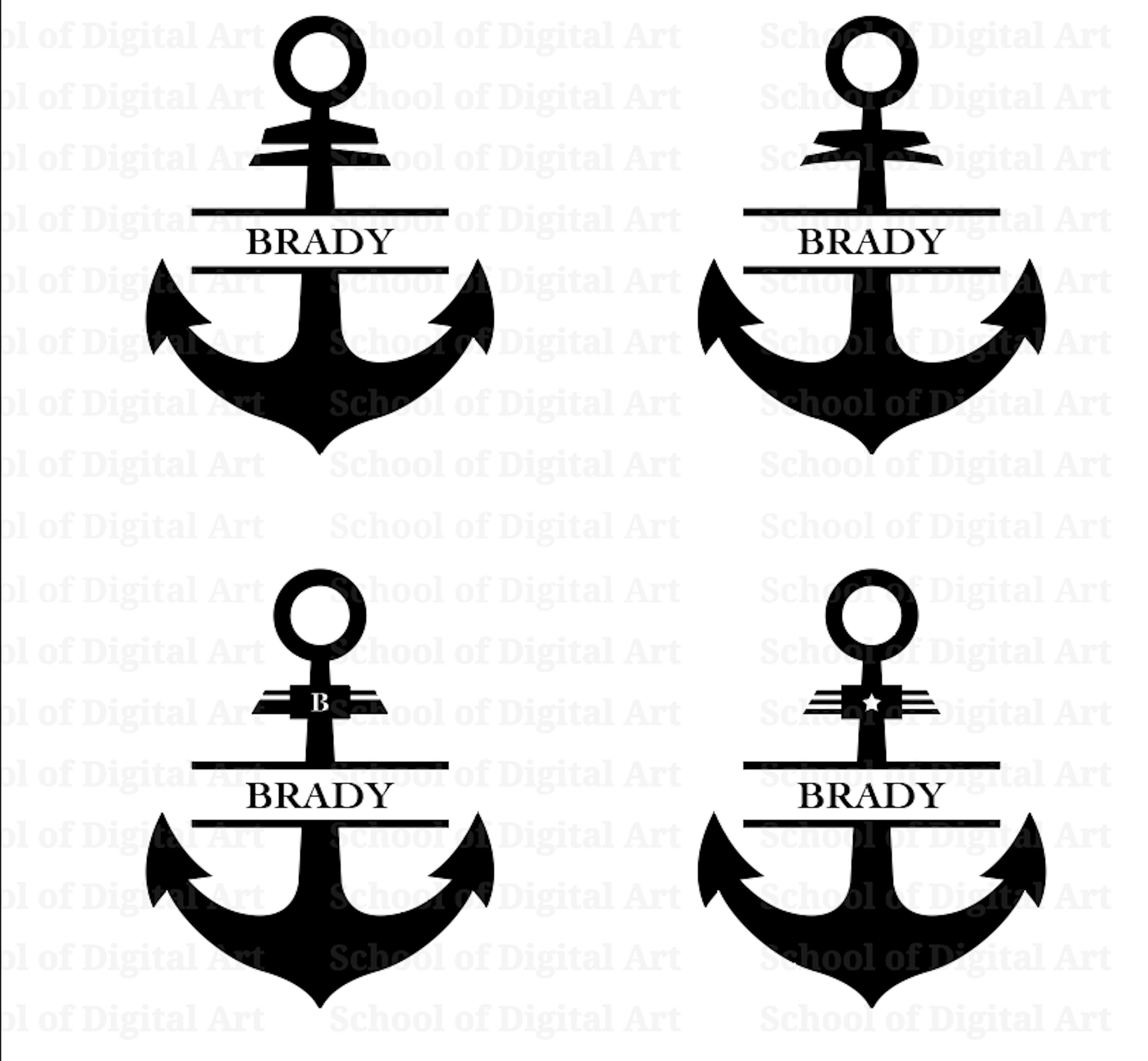 Anchor Split Monogram Svg Nautical Svg Split Anchor Svg Sea Svg Anchor ...