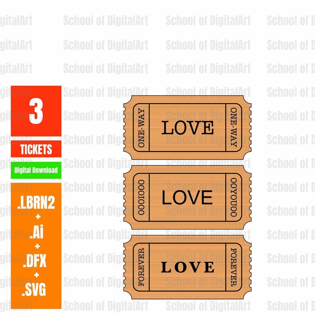 Date Night Tickets, One Way Love Tickets, Ticket Svg, Laser Svg, Pound ...