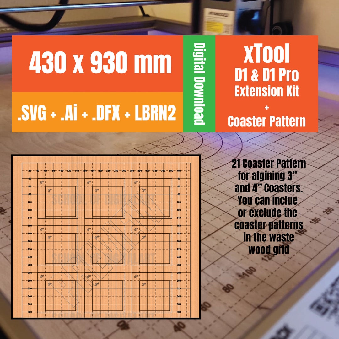 Basic Waste Grid 430x930 Mm Laser Machine. Ready Lightburn File for ...
