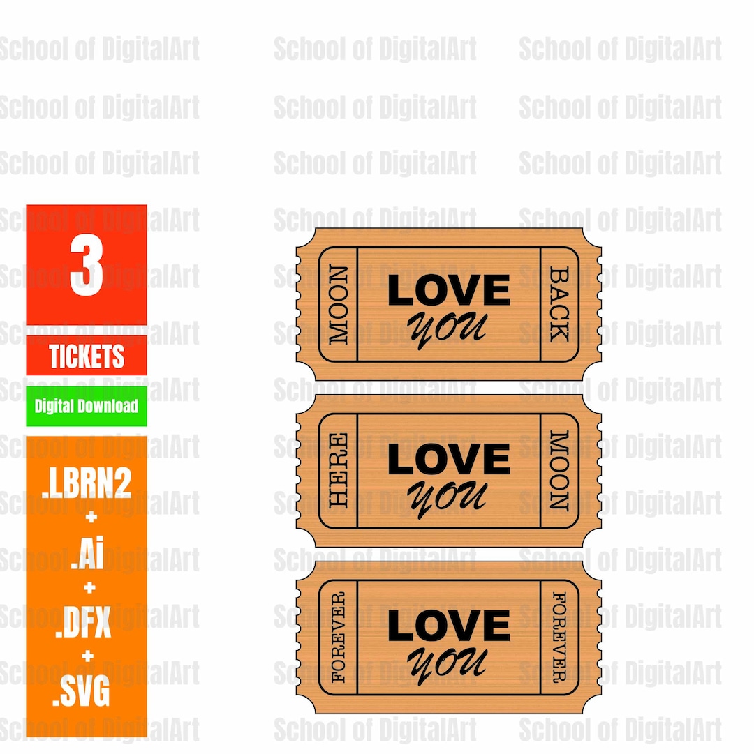 Date Night Ticket Svg, Love You Moon Back, Laser Svg, Pound Town ...