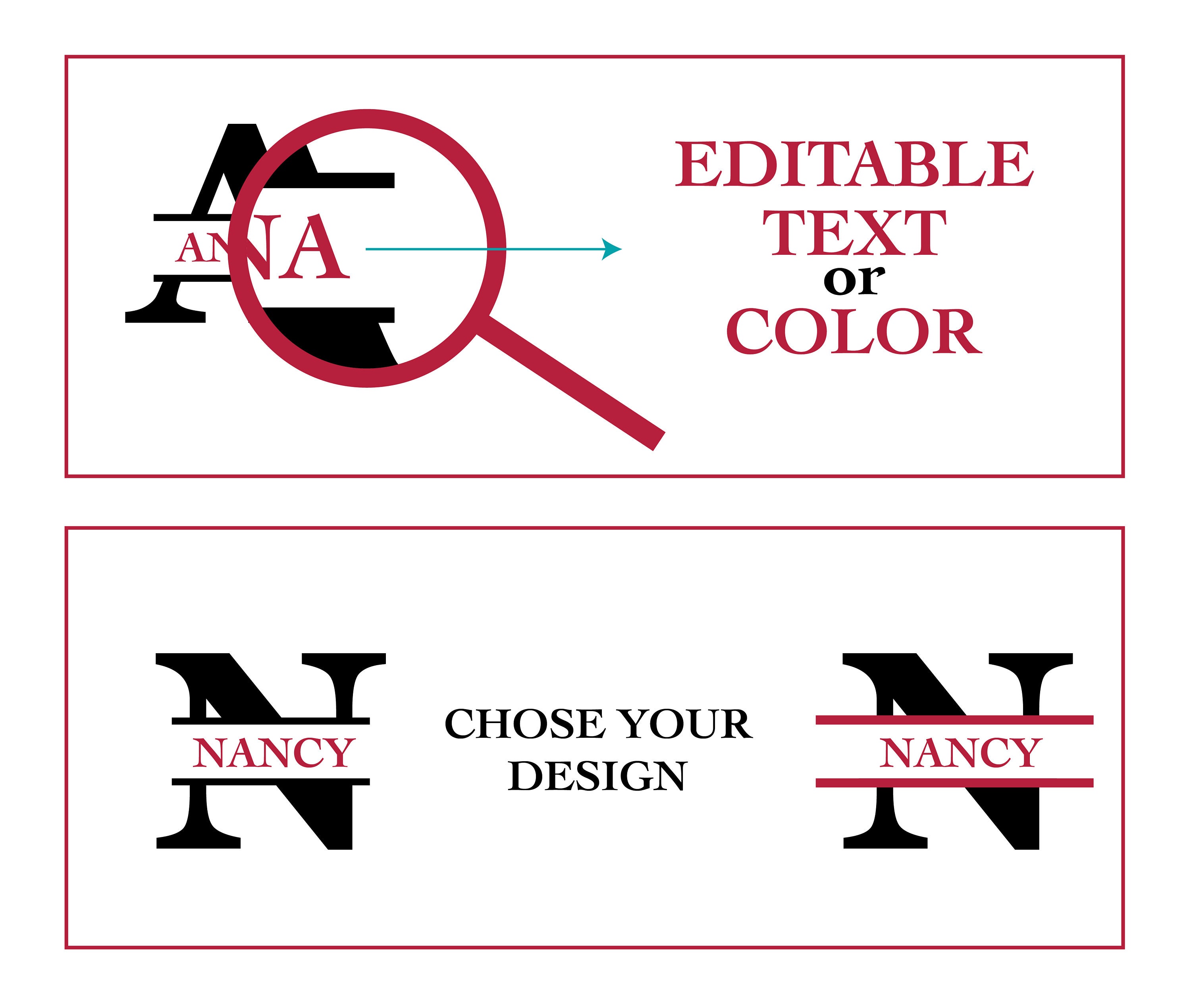 Split Monogram Letters A-Z, Split Letter SVG, Alphabet SVG, A-Z Included, Designs for Cricut ...