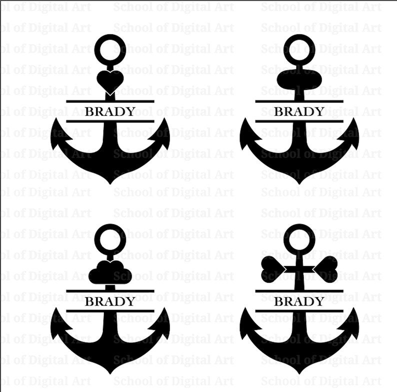 Anchor Split Monogram Svg Nautical Svg Split Anchor Svg Sea Svg Anchor ...