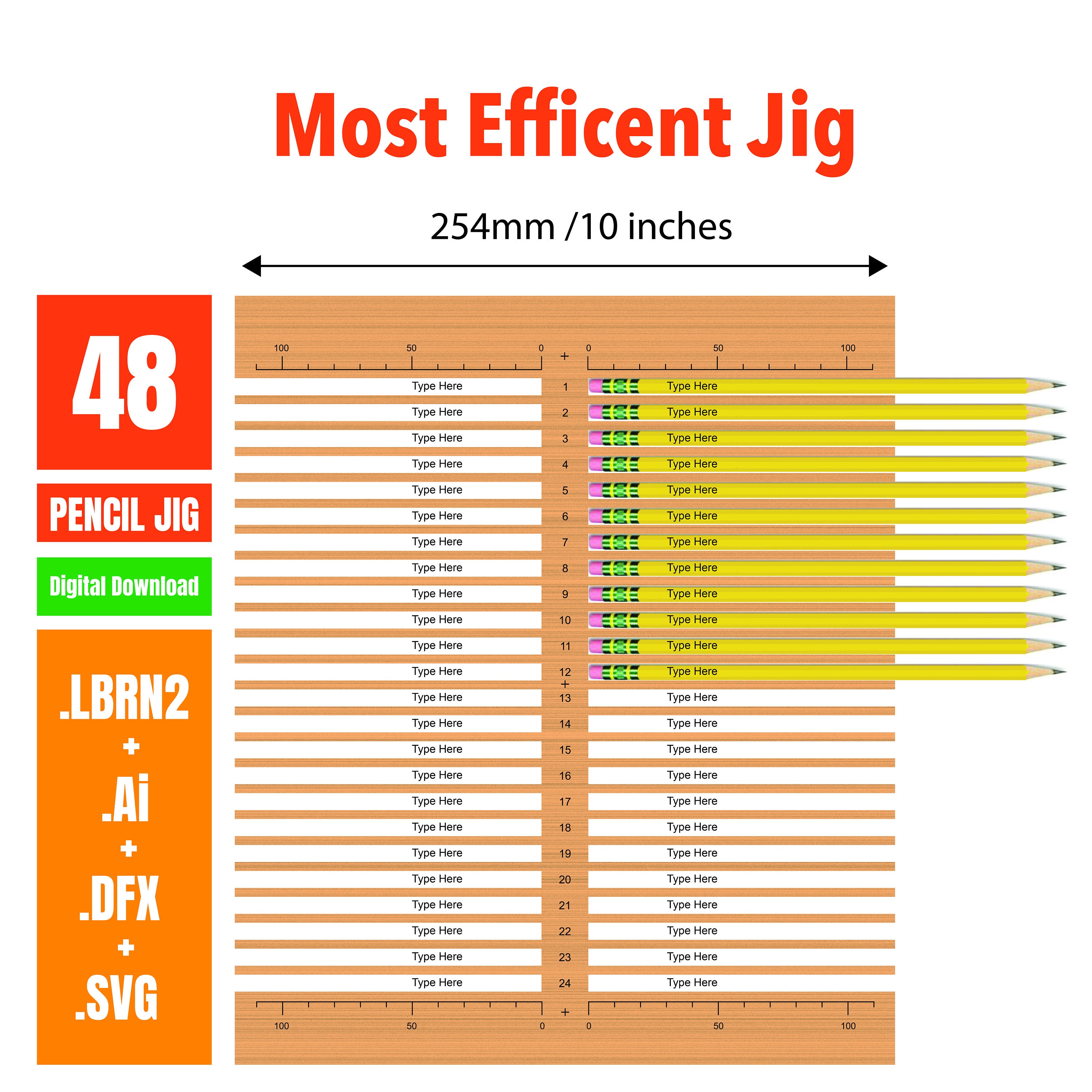 48, Pencil Jig SVG File, Digital Download, Easy to Use Glowforge Files ...