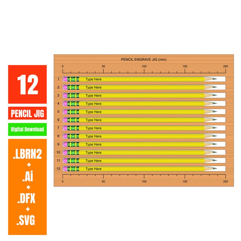12, Pencil Jig SVG File, Digital Download, Easy to Use Glowforge Files ...
