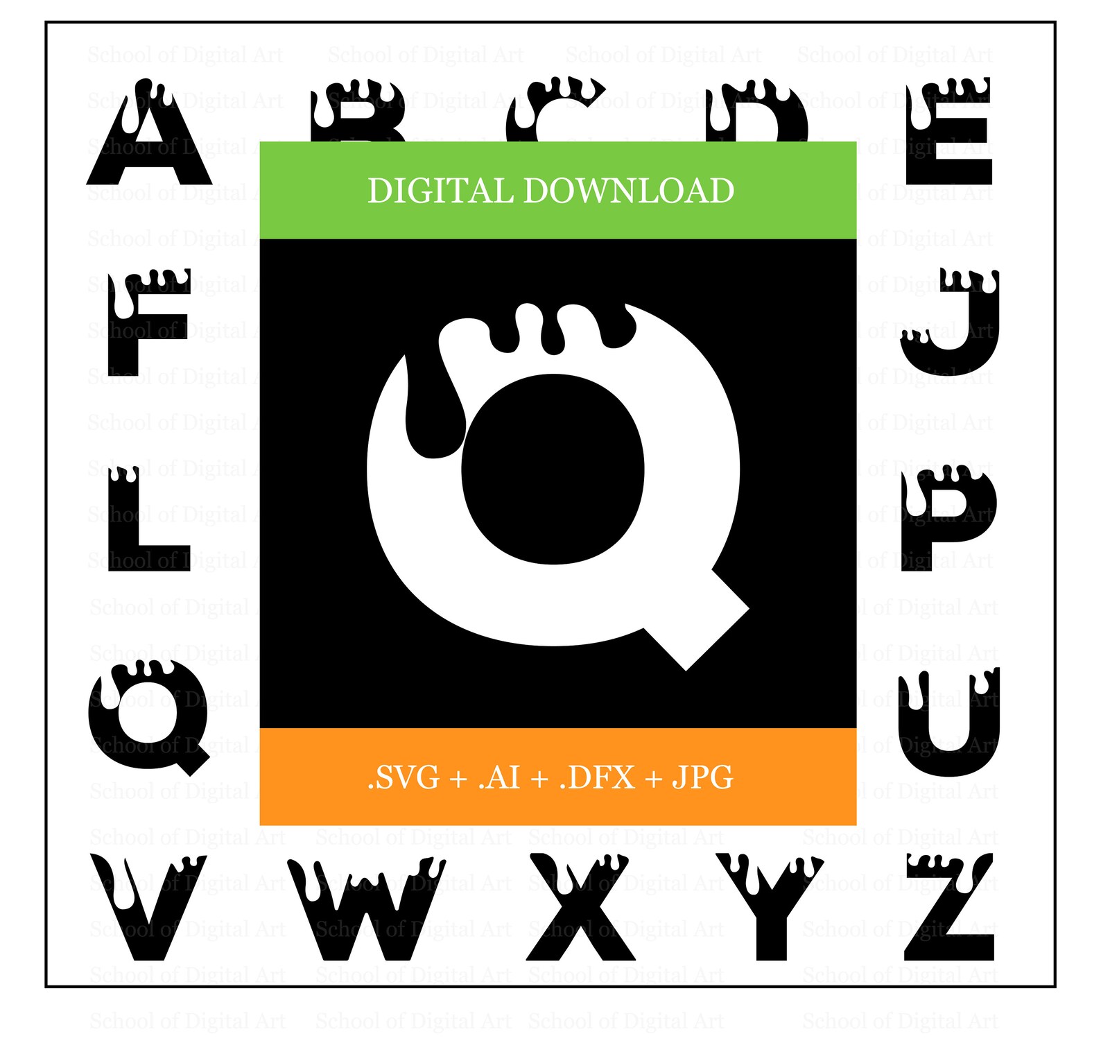 Dripping Font Svg Dripping Alphabet Cut Files Svg File For Cricut And Silhouette Dripping