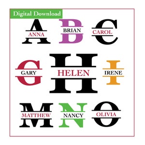 Split Monogram Letters A-Z, Split Letter SVG, Alphabet SVG, A-Z ...