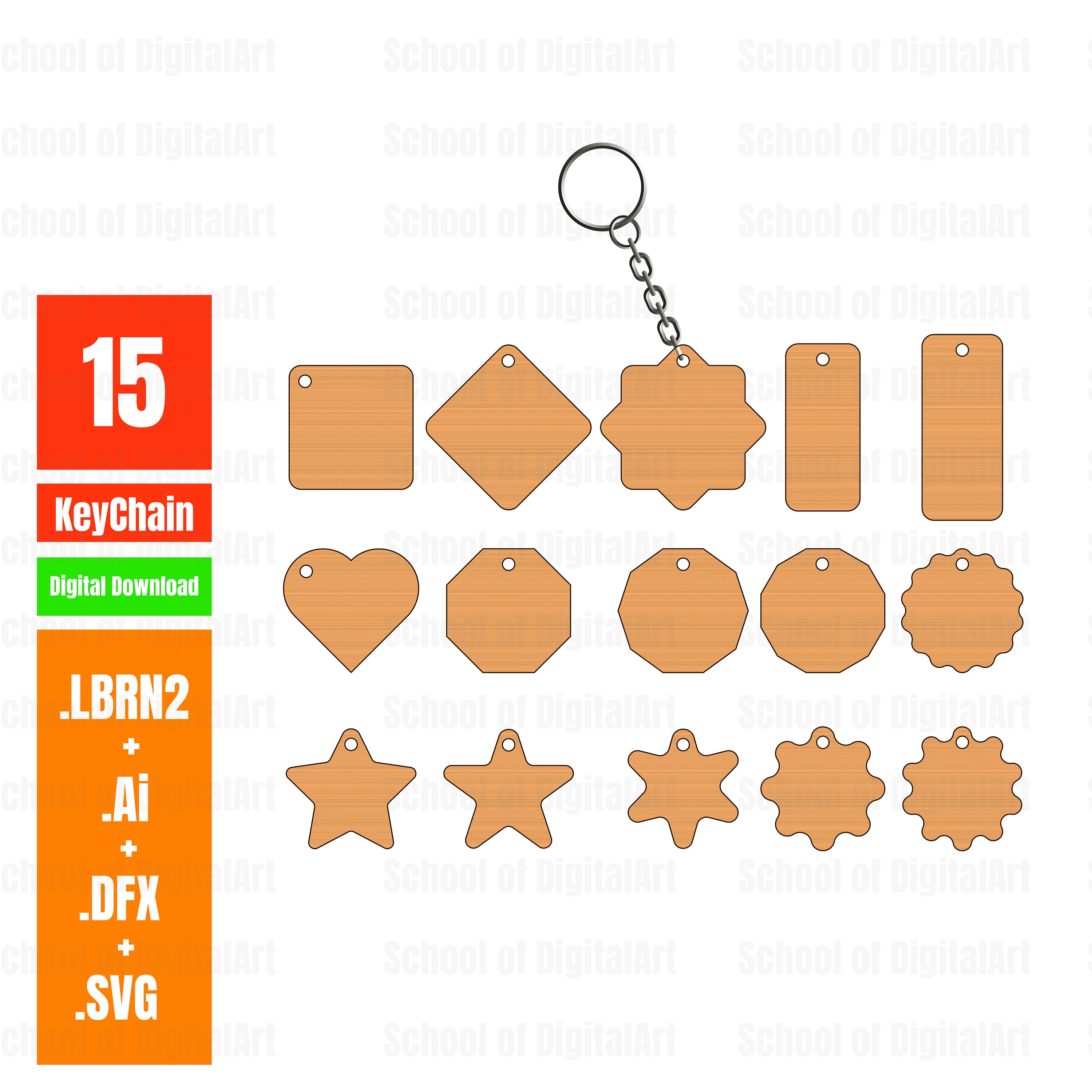 Keychain Design Laser Cut Files, Keychain Svg Bundle, Keychain Cutting ...