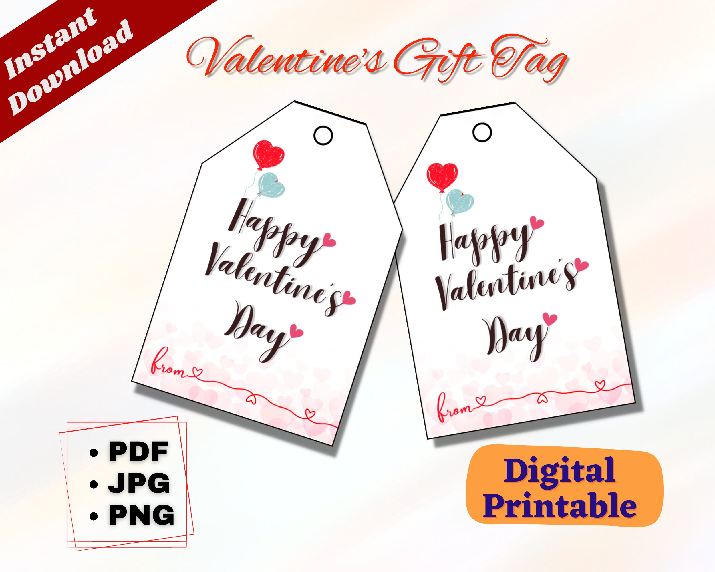 Valentine's Day Gift Tags. Gift Tags for Valentine's Day. Printable PDF ...