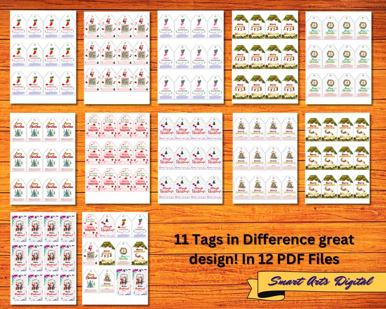 Printable Merry Christmas Gift Tags Gifting Tags Set of 11 Vintage ...