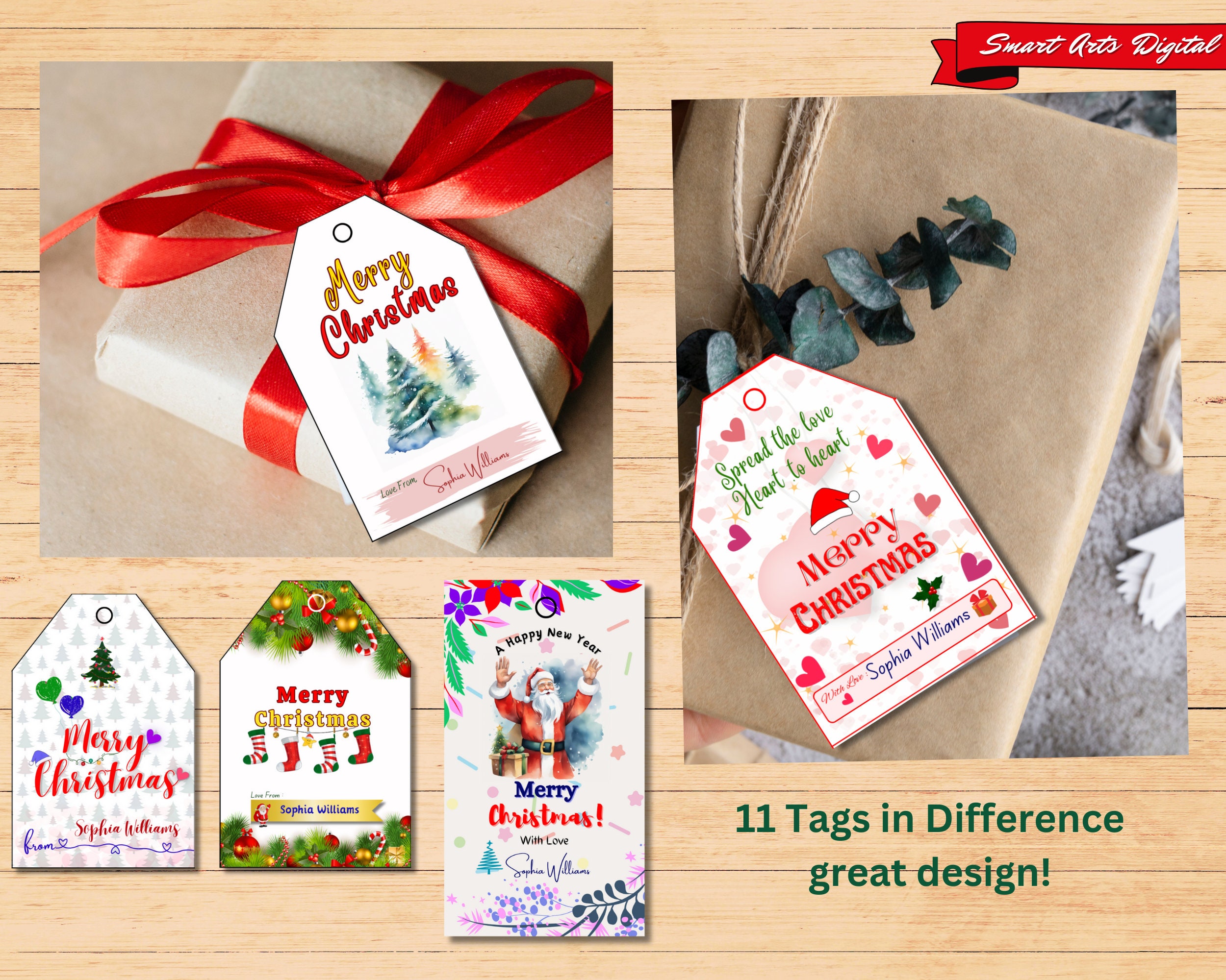 Printable Merry Christmas Gift Tags | Gifting Tags Set of 11 | Vintage ...