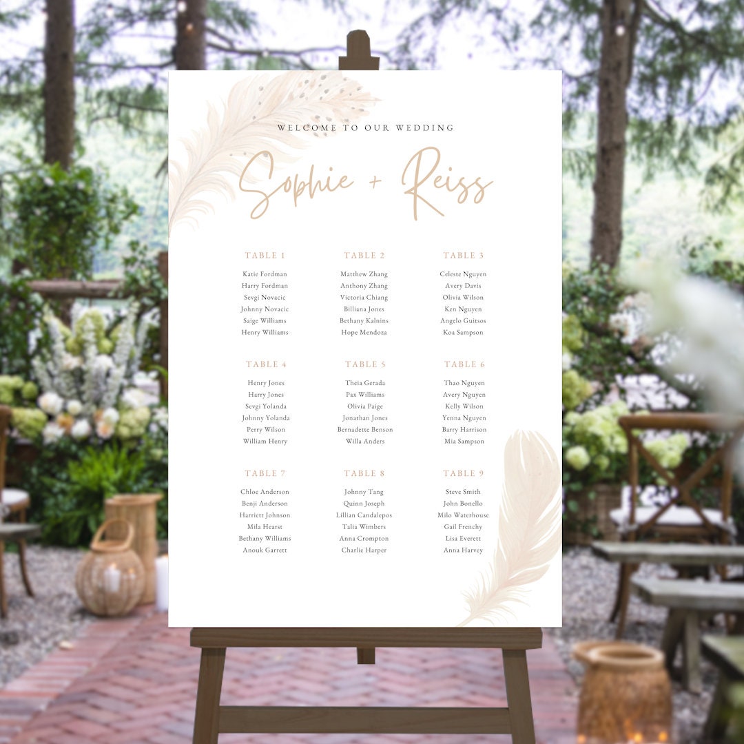 Digital Elegant Boho Table Plan, Table Numbers & Name Card | Bohemian ...
