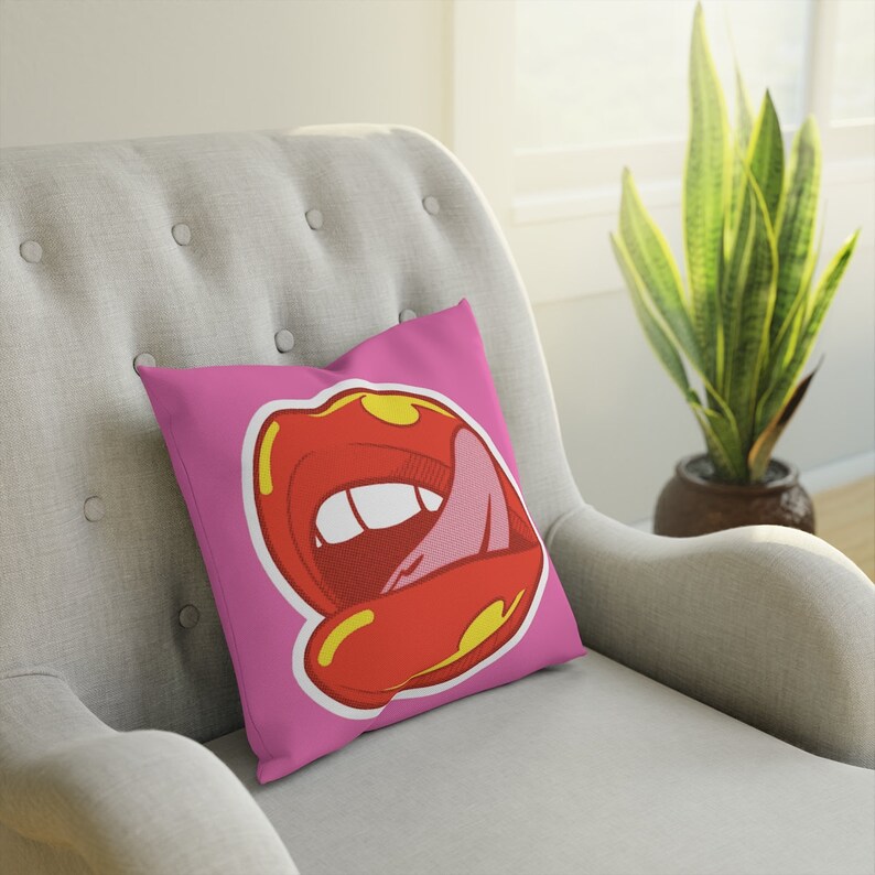 Retro Cushion Pink Lips Pop Art Cartoon Pillow - Etsy