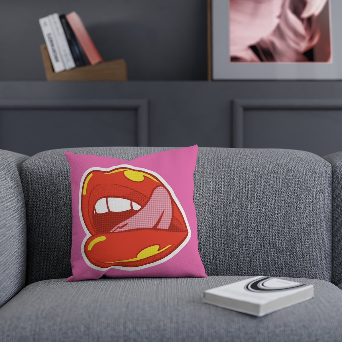 Retro Cushion Pink Lips Pop Art Cartoon Pillow - Etsy