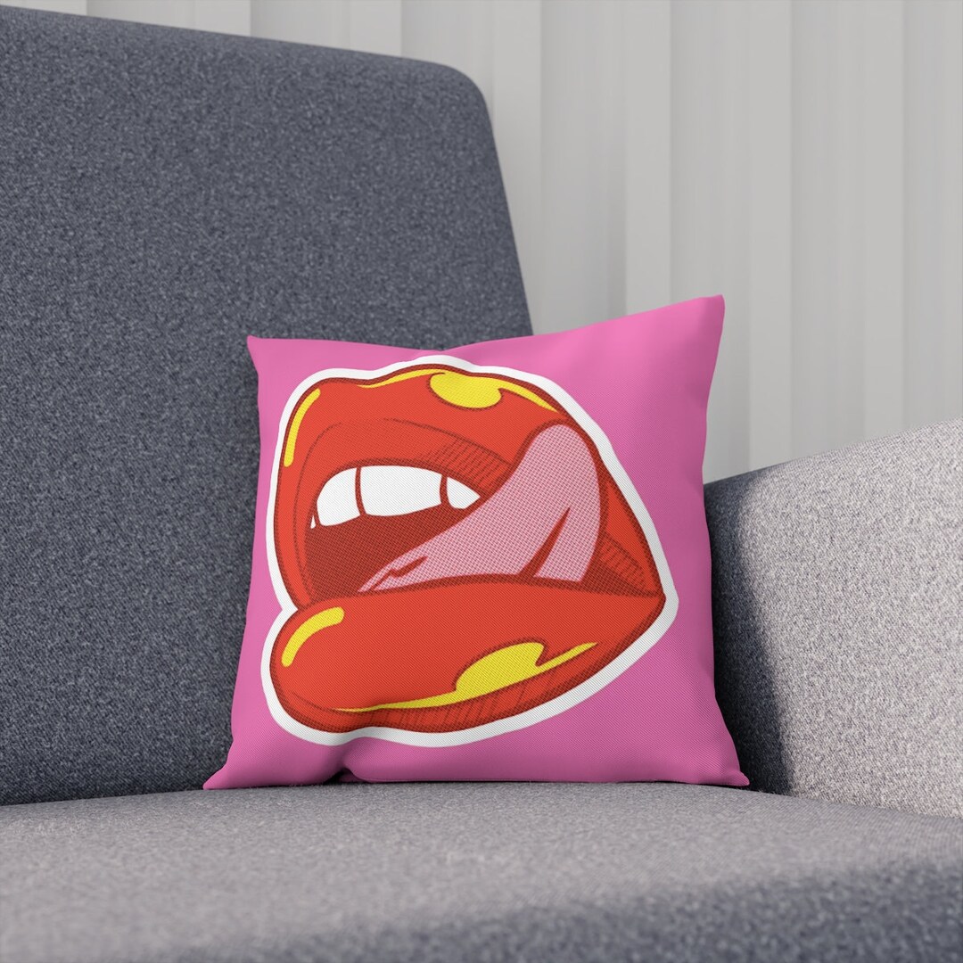 Retro Cushion Pink Lips Pop Art Cartoon Pillow - Etsy