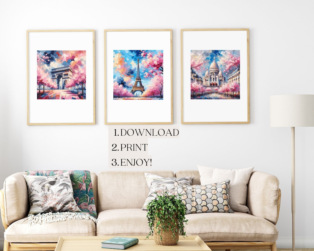 Iconic Landmarks Bundle: Digital AI Wall Art Set - Eiffel Tower, Sacré ...