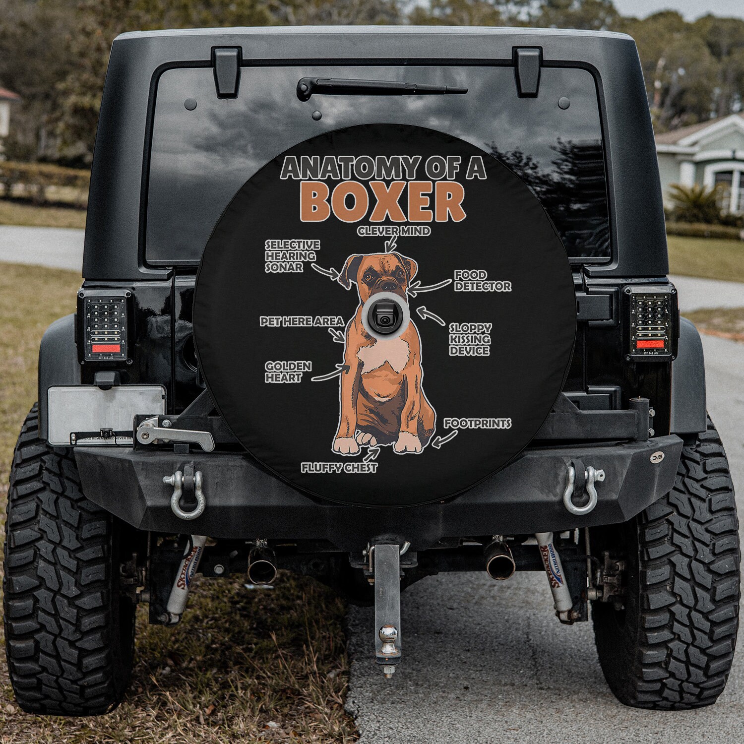 Anatomy of A Boxer Cute Dogs Funny Dog Boxer Spare Tire Cover ...