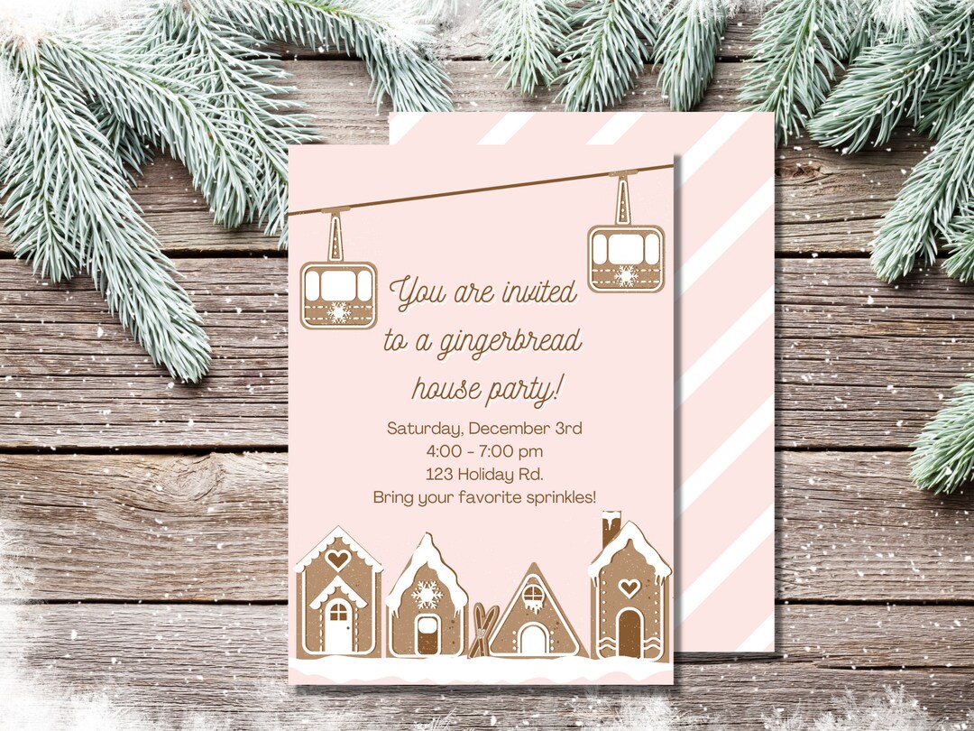 Gingerbread House Christmas Party Invitation Instant Download - Etsy