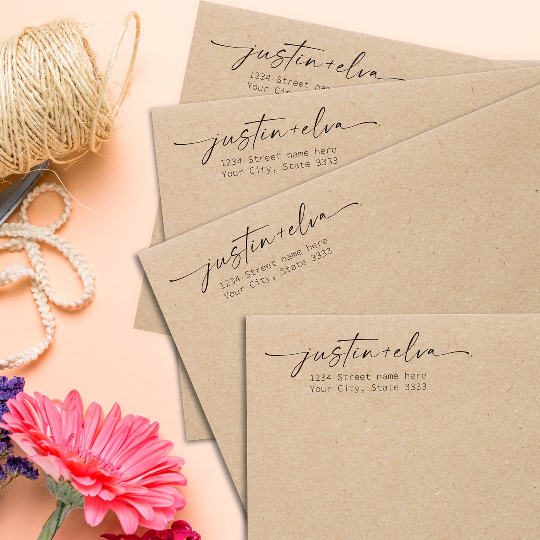 Calligraphy Self-inking Return Address Stamp: Wedding Couple - Etsy