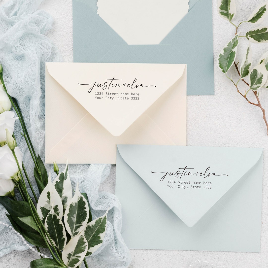 Return Address Stamp With Style Wedding Address Stamp Couple Address ...