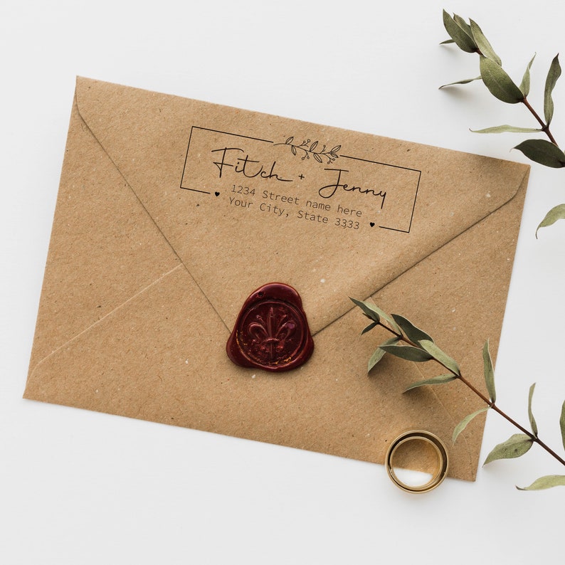 Return Address Stamp With Style Wedding Address Stamp Couple Address ...