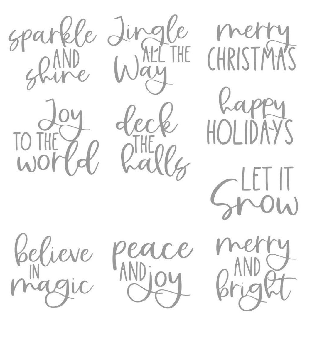 10 Small CHRISTMAS WORDS Stickers for Wine Glasses Mugs Cups Baubles ...