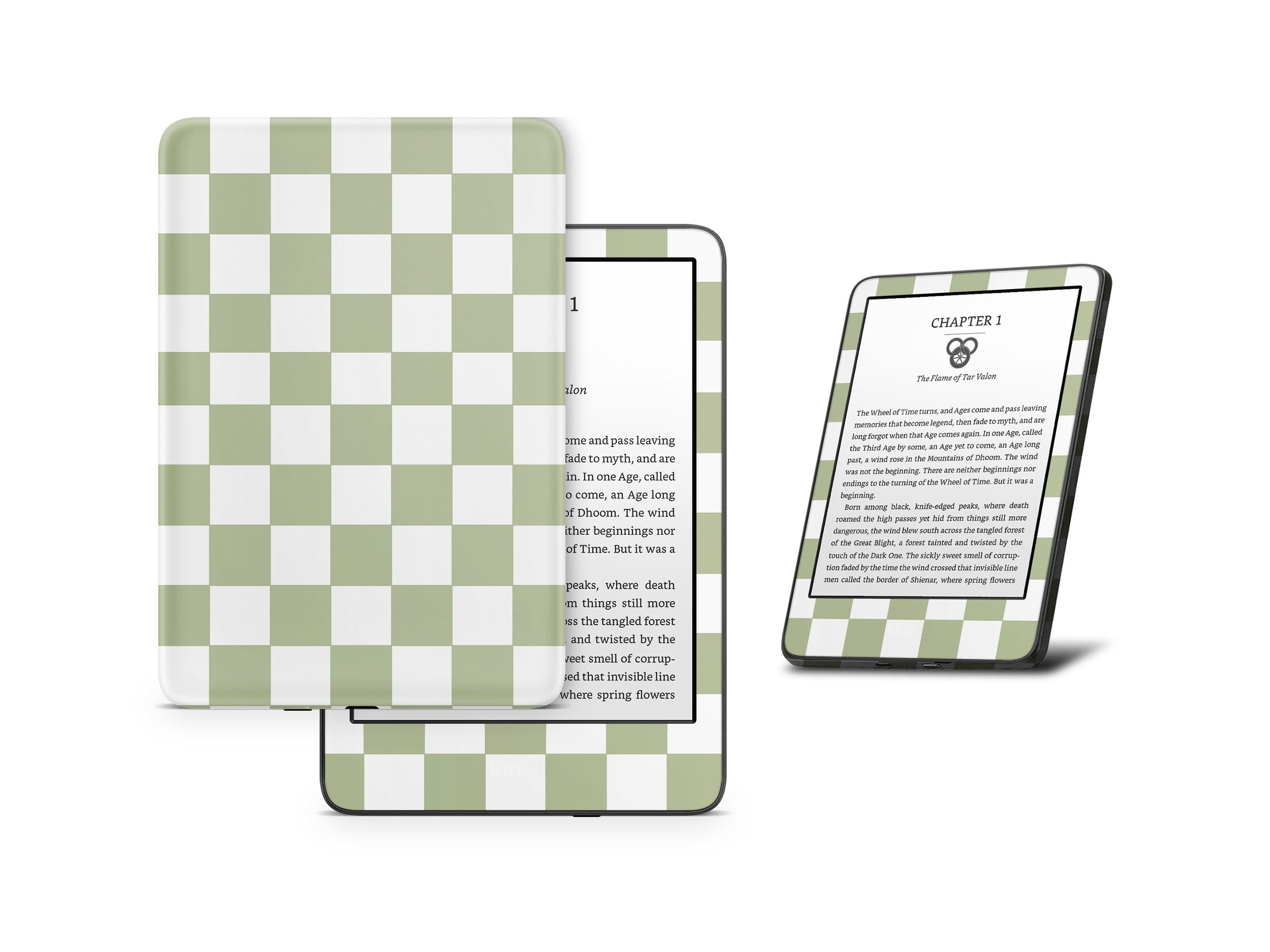 Matcha Checker Green Kindle Skin, Checkered Pattern Soft Pastels ...