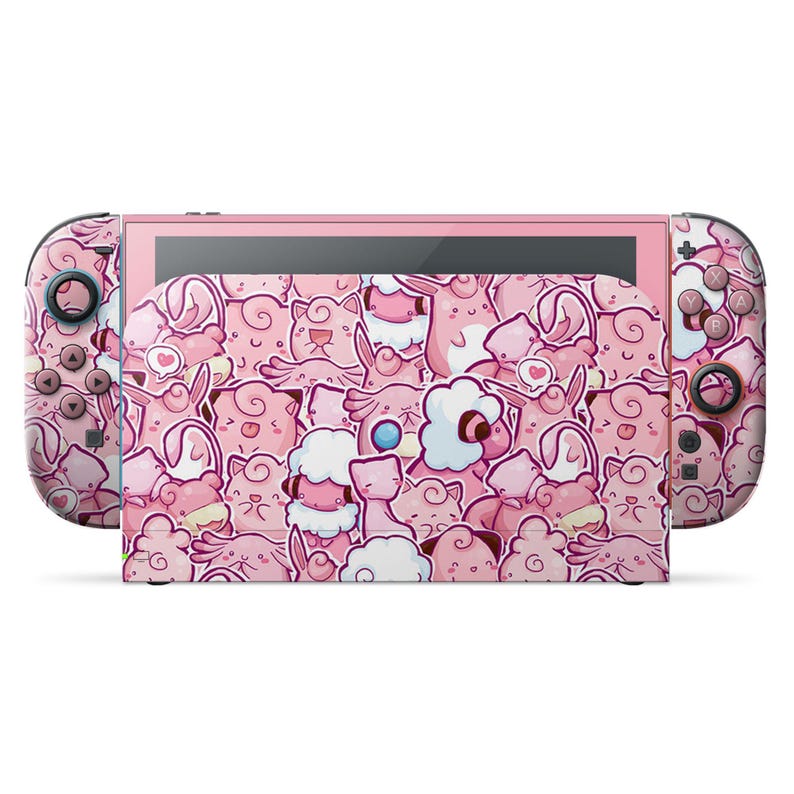 Pink Pokemon Nintendo Switch 2 Skin, Cute Pattern Switch OLED Cover ...