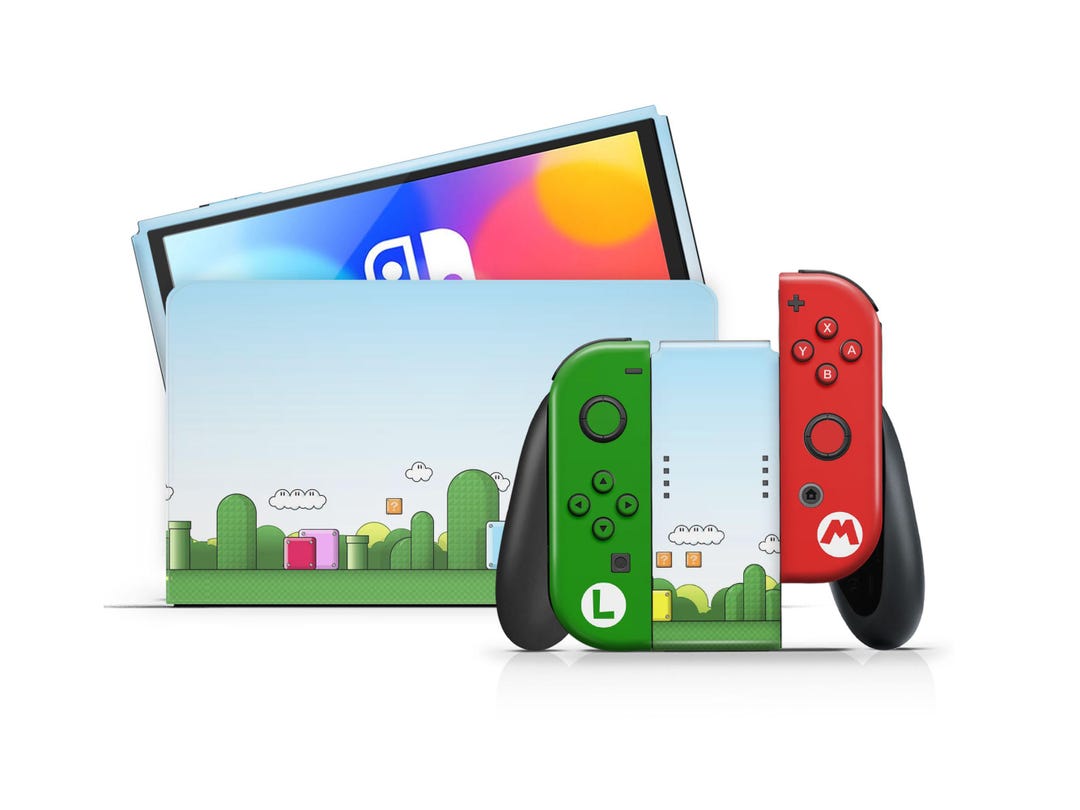 Super Mario Bros Nintendo Switch OLED Skin, Pipe Land Mario Pattern ...