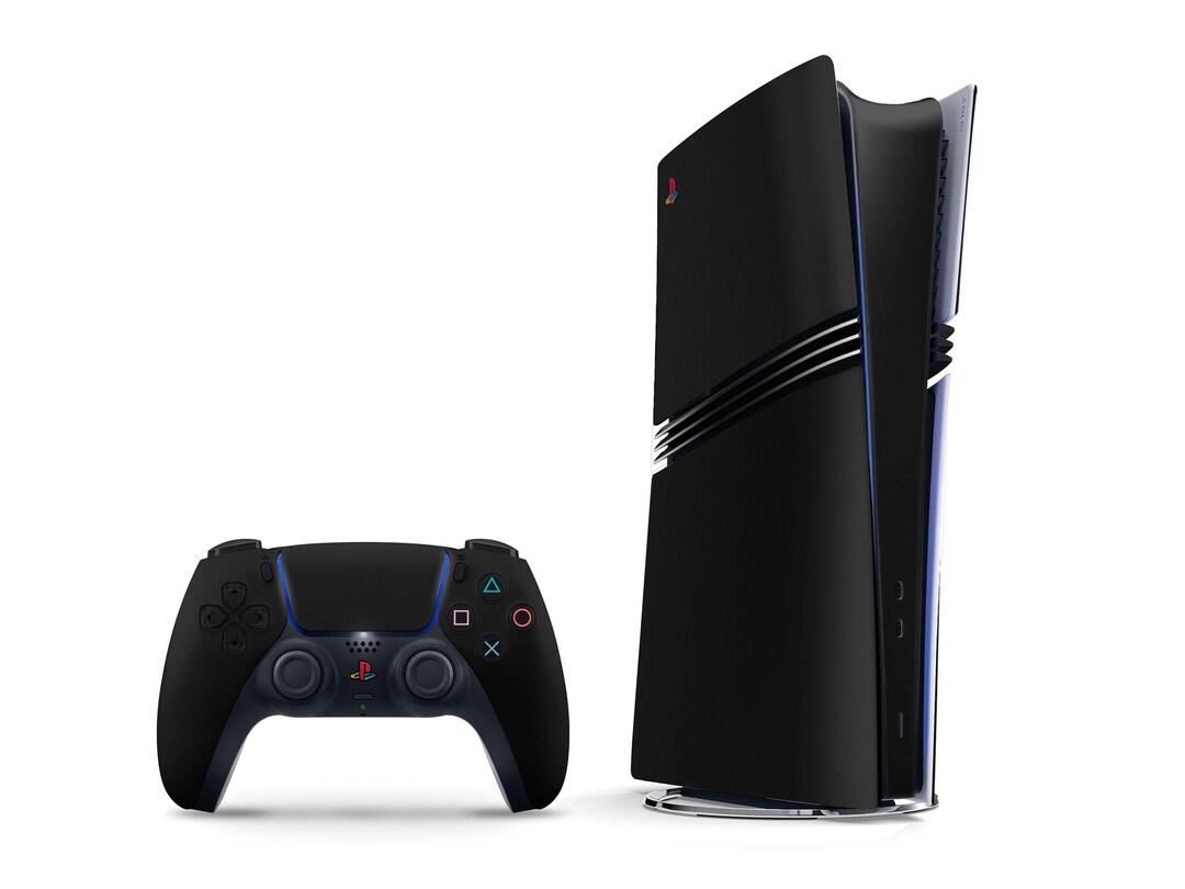 Matte Black Playstation PS5 Pro Skin, Classic Black Retro PS5 Slim Skin ...
