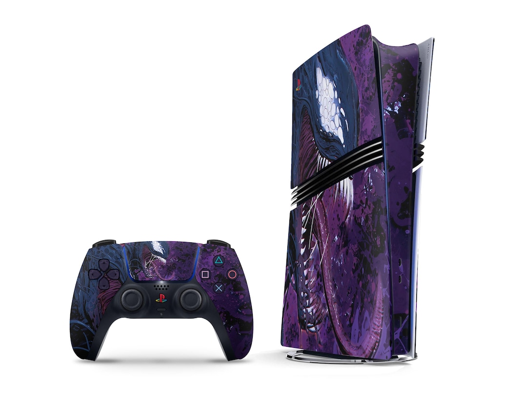 Purple Venom PS5 Pro Skin, Symbiote Venom Spiderman PS5 Slim Skin ...