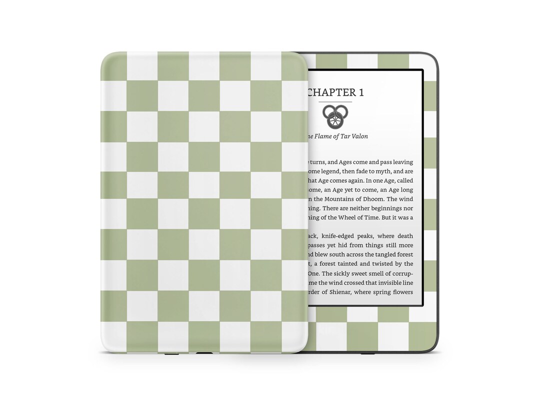 Matcha Checker Green Kindle Skin, Checkered Pattern Soft Pastels ...