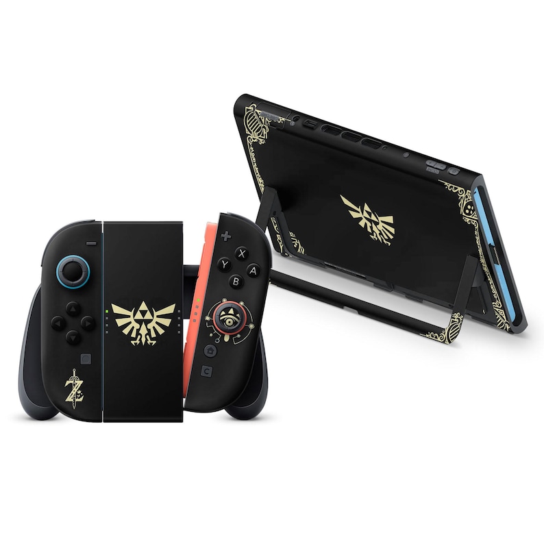 Black Gold Zelda Nintendo Switch 2 Skin, Hyrule Warriors Switch OLED ...