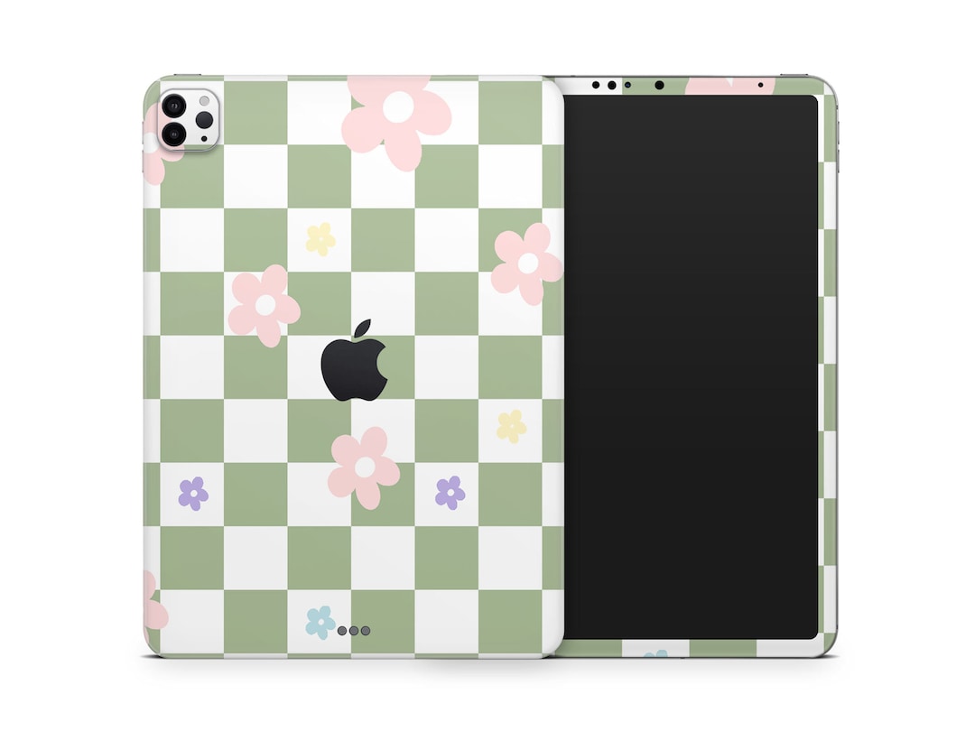 Danish Pastel Flower iPad Pro Skin, Checkered Pattern Soft Pastels ...