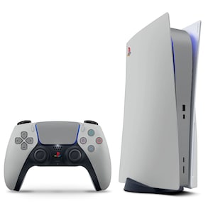 Grey Retro Playstation PS5 Skin, Classic Dark Grey Retro PS1 PS5 Slim ...