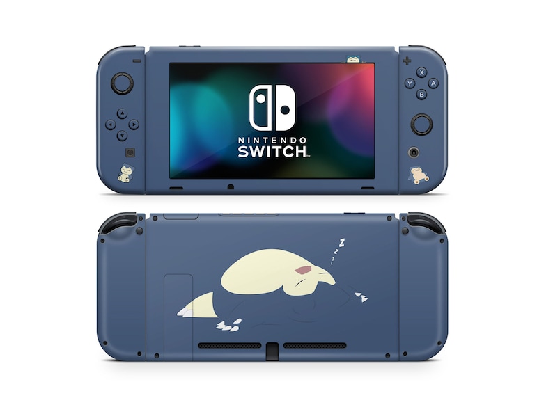 Pokemon Snorlax Nintendo Switch Skin, Navy Sleeping Snorlax Switch 2 ...